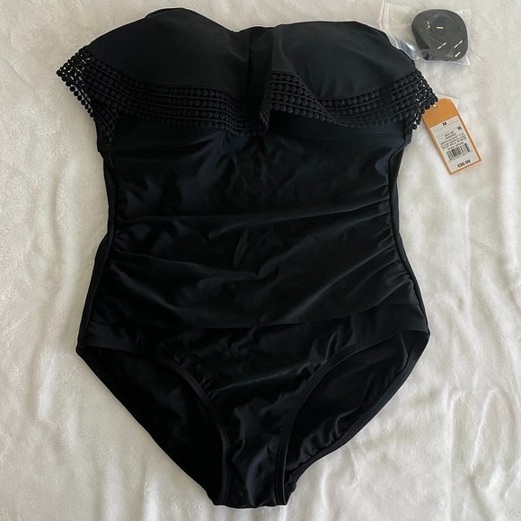 Kona Sol | Swim | New W Tags Kona Sol Black Ruffle One Piece Bathing ...